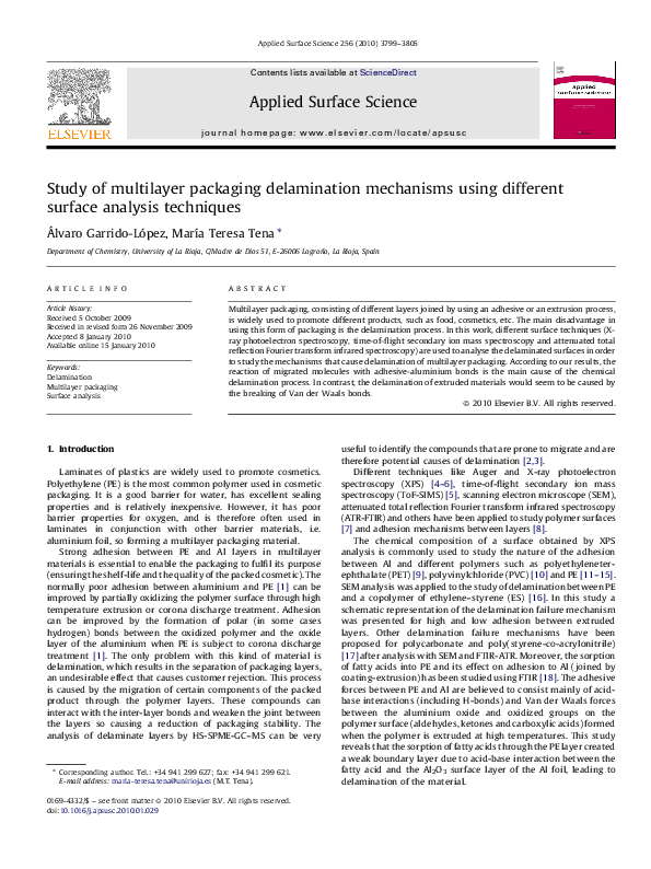 (PDF) Study of multilayer packaging delamination mechanisms using ...
