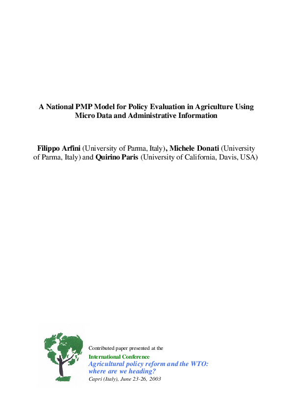 (PDF) A National PMP Model for Policy Evaluation in Agriculture Using ...