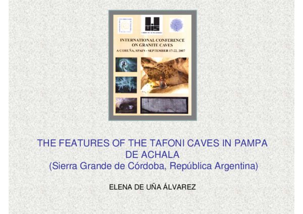 (PDF) The features of tafoni caves (Pampa de Achala, República Argentina)
