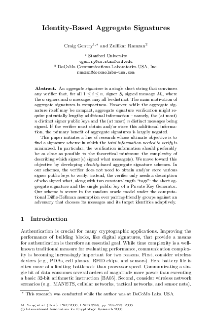 (PDF) Identity-Based Aggregate Signatures