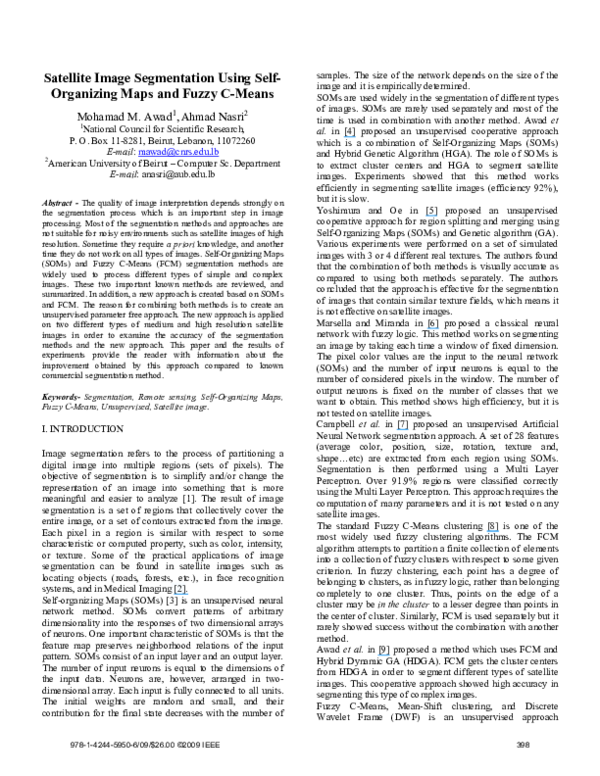 Pdf Satellite Image Segmentation Using Self Organizing Maps And Fuzzy C Means