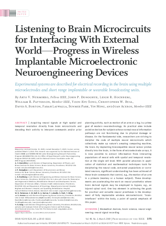 (PDF) Listening to Brain Microcircuits for Interfacing With External ...