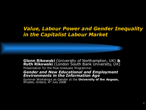 (PPT) Value, Labour Power and Gender Inequality in the Capitalist ...