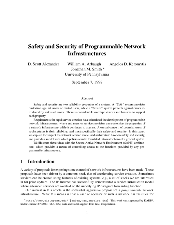 (PDF) The SwitchWare active network architecture