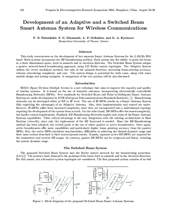 (PDF) Development of an Adaptive and a Switched Beam Smart Antenna ...