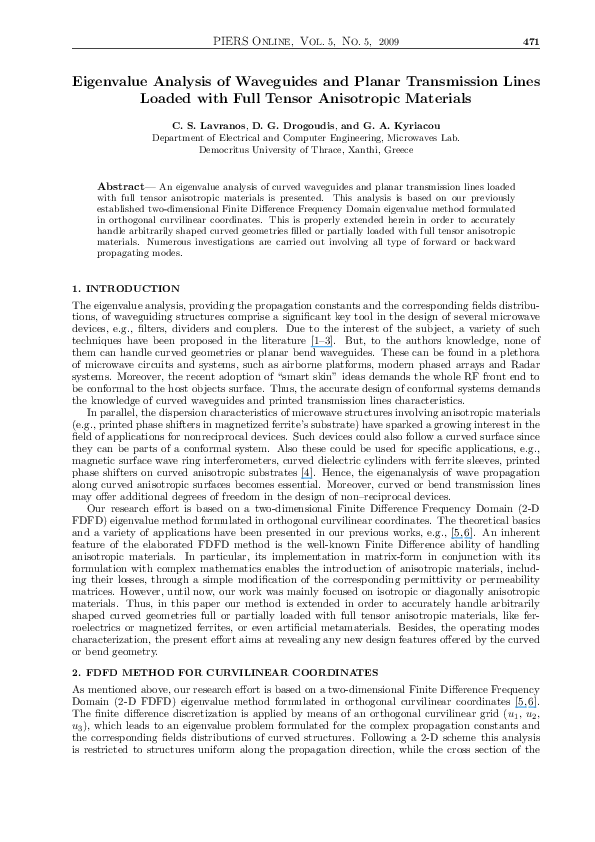 (PDF) Eigenvalue Analysis of Waveguides and Planar Transmission Lines Loaded with Full Tensor ...
