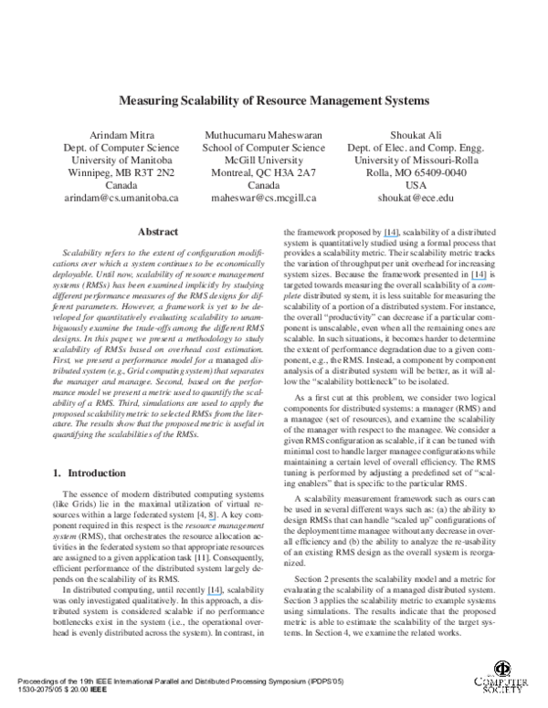 (PDF) Measuring Scalability of Resource Management Systems