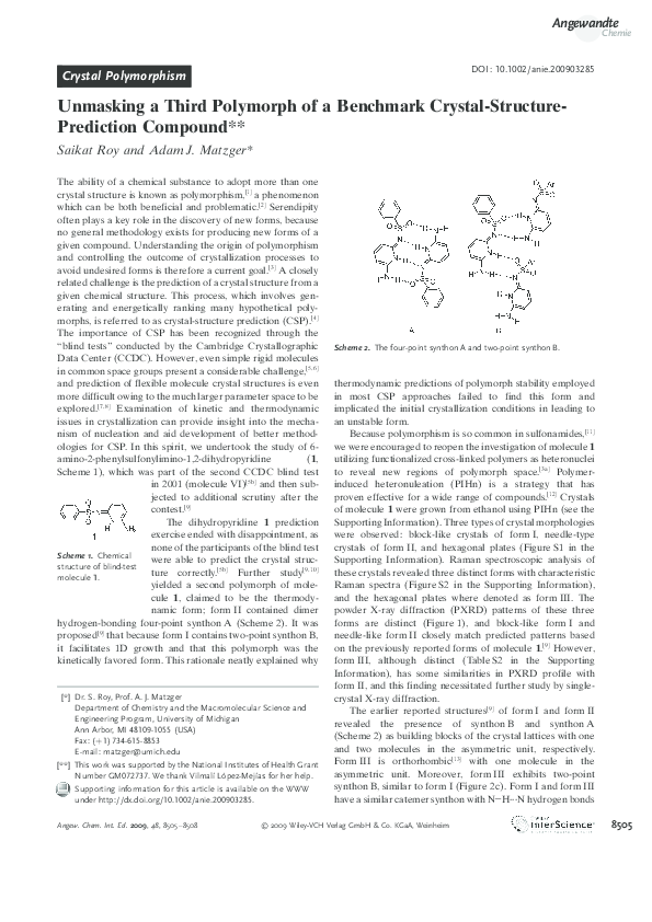 Pdf Unmasking A Third Polymorph Of A Benchmark Crystal Structure