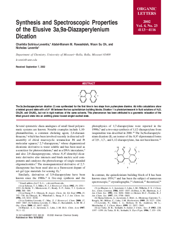 (PDF) Synthesis and Spectroscopic Properties of the Elusive 3a,9a ...