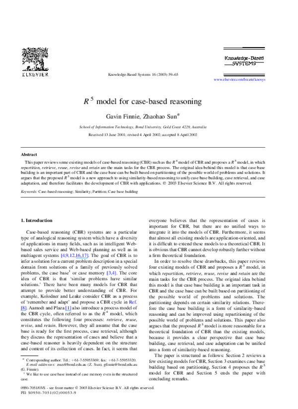 (PDF) R5 model for case-based reasoning