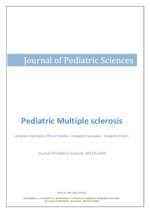 (PDF) Pediatric Multiple Sclerosis