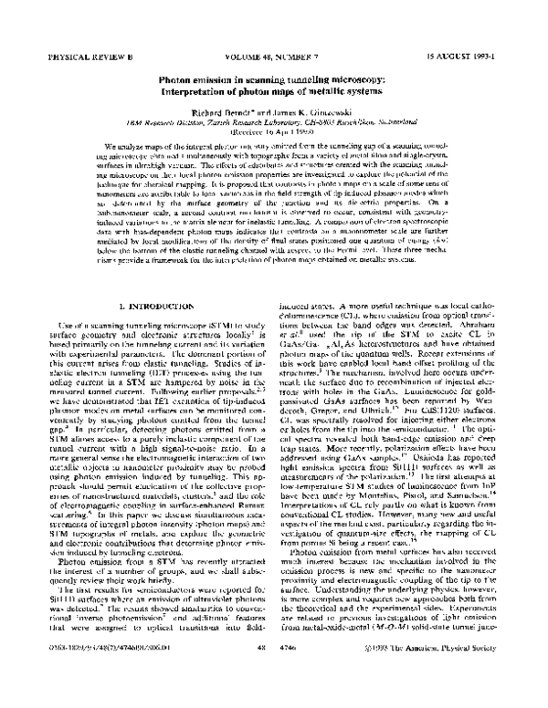 (PDF) Photon emission in scanning tunneling microscopy: Interpretation of photon maps of ...