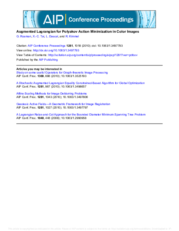 (PDF) Augmented Lagrangian for Polyakov Action Minimization in Color Images