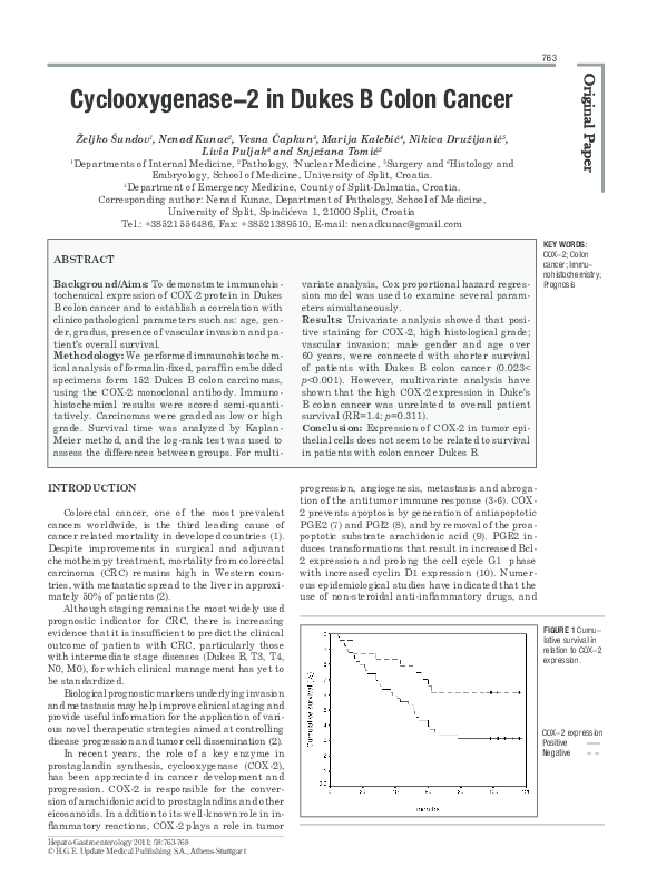 (PDF) Cyclooxygenase-2 in Dukes B colon cancer