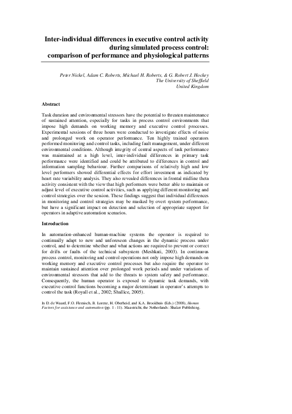 (PDF) Real-Time Adaptive Automation System Based on Identification of Operator Functional State ...