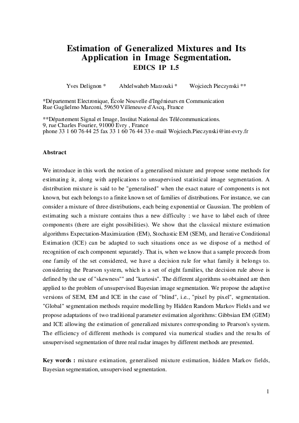 Pdf Estimation Of Generalized Mixtures And Its Application In Image Segmentation