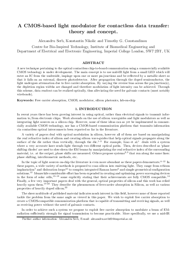 Pdf A Cmos Based Light Modulator For Contactless Data Transfer