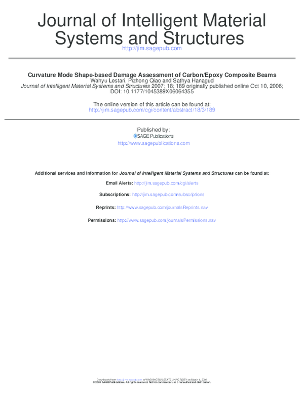 (PDF) Curvature Mode Shape-based Damage Assessment of Carbon/Epoxy Composite Beams