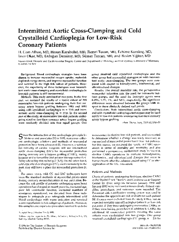 (PDF) Intermittent aortic cross-clamping and cold crystalloid ...