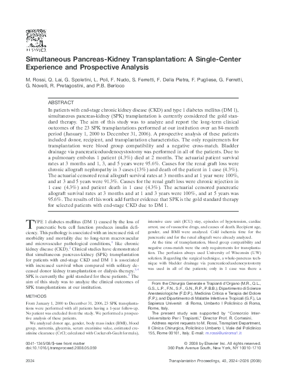 (PDF) Simultaneous pancreas-kidney transplantation: portal versus ...