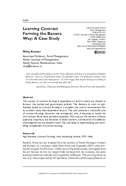 (PDF) Learning Contract Farming the Banana Way: A Case Study