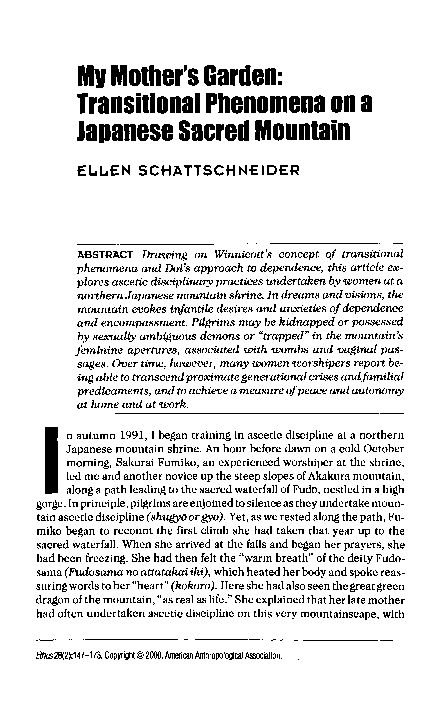 (PDF) My Mother's Garden: Transitional Phenomena on a Japanese Sacred ...