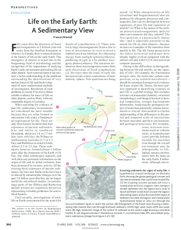 (PDF) EVOLUTION: Life on the Early Earth: A Sedimentary View