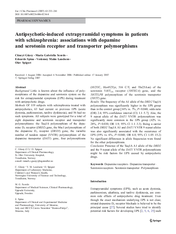 (PDF) Antipsychotic-induced extrapyramidal symptoms in patients with ...