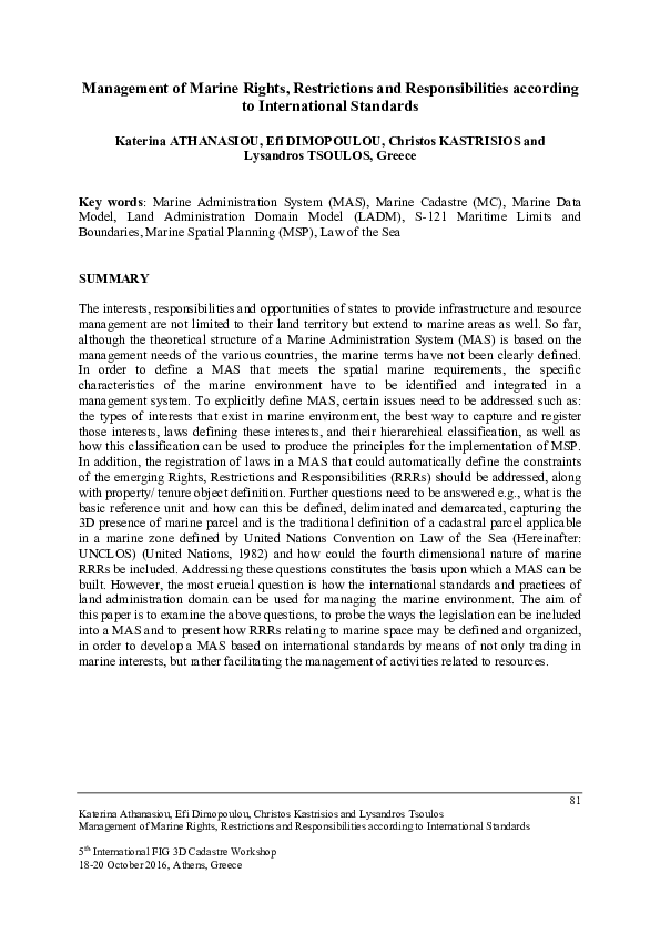 (PDF) Management of Marine Rights, Restrictions and Responsibilities ...