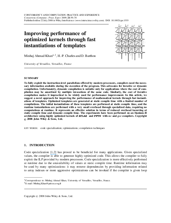 Pdf Improving Performance Of Optimized Kernels Through Fast