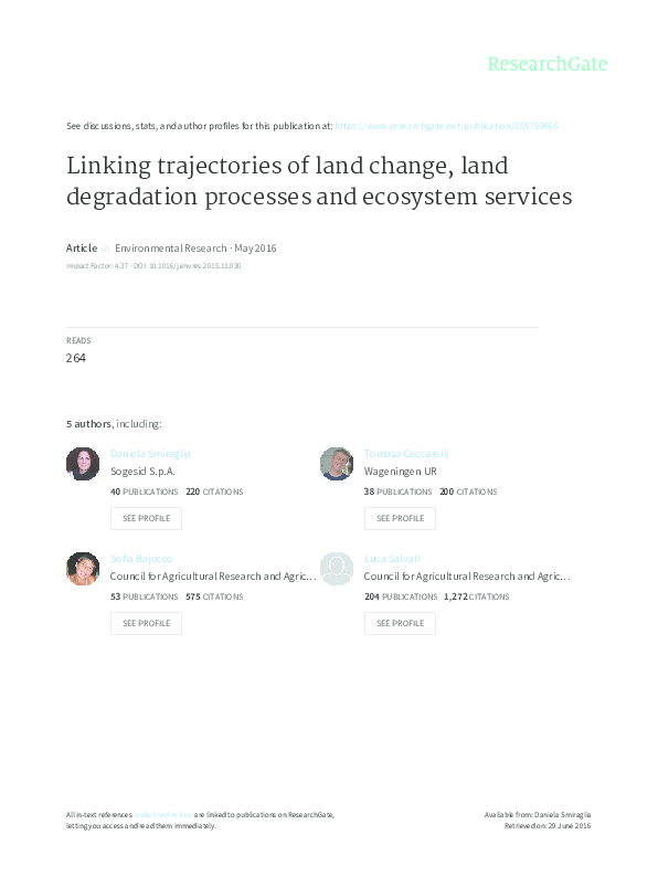 (PDF) Linking trajectories of land change, land degradation processes ...