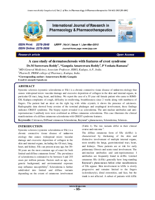(PDF) A case study of dermatosclerosis with features of crest syndrome