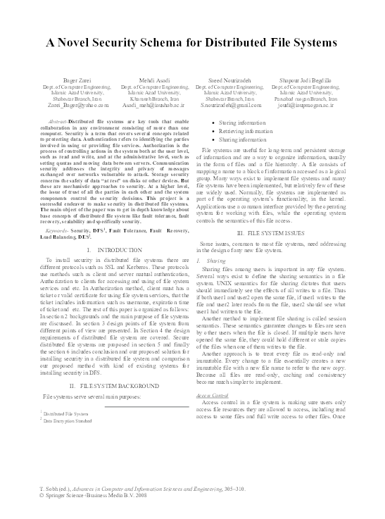 (PDF) A Novel Security Schema for Distributed File Systems