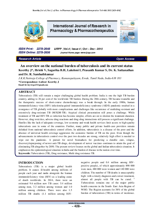 (PDF) An overview on the national burden of tuberculosis and its ...