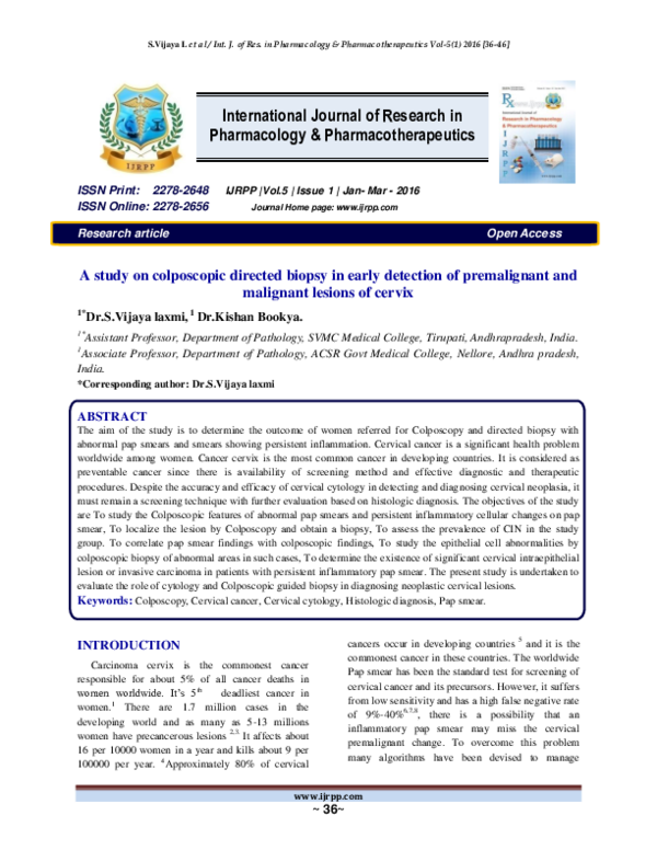 (PDF) A study on colposcopic directed biopsy in early detection of ...