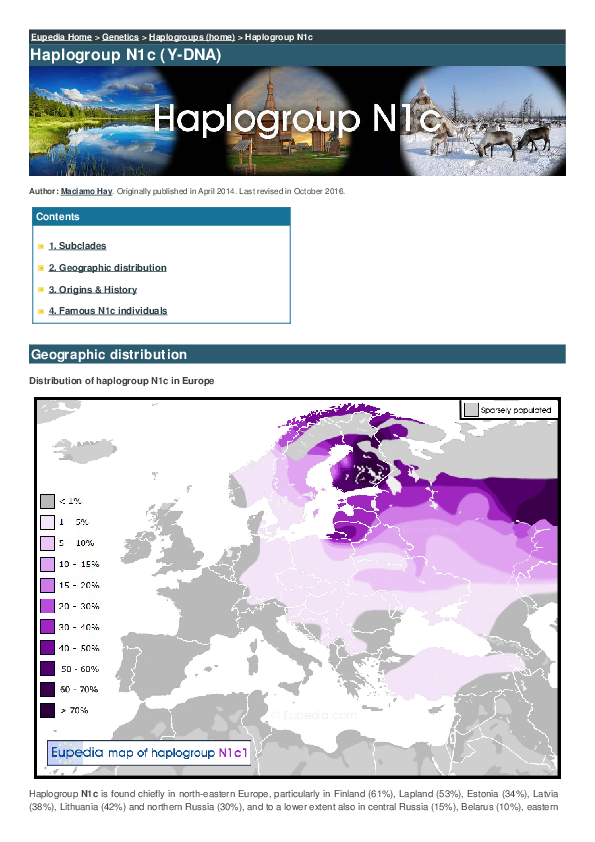 (PDF) Origins and history of Haplogroup N1c (Y-DNA)