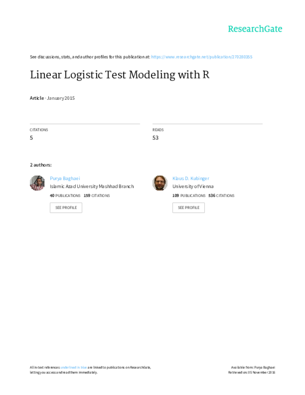 (PDF) Linear Logistic Test Modeling with R | Purya Baghaei - Academia.edu