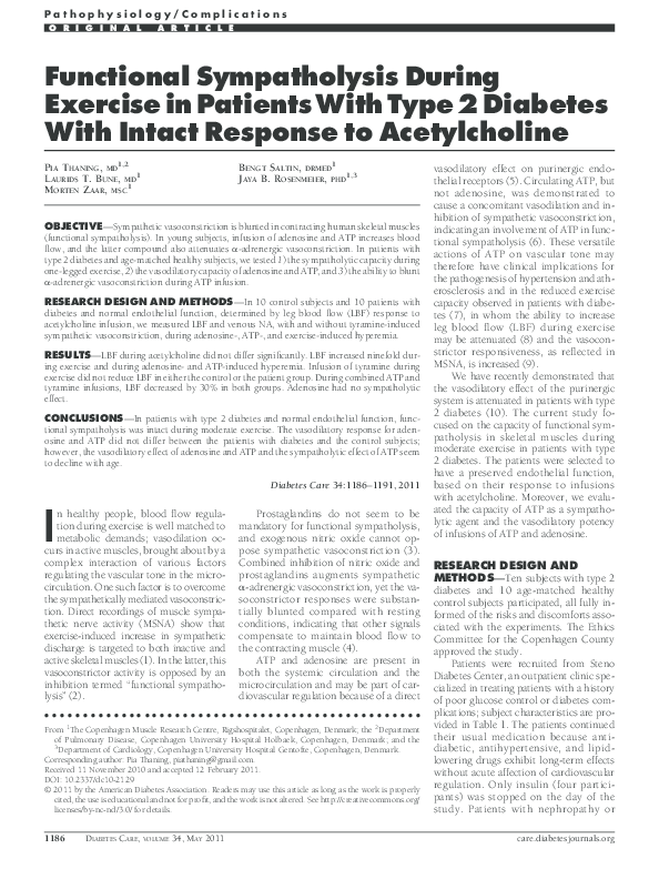 (PDF) Functional Sympatholysis During Exercise in Patients With Type 2 ...