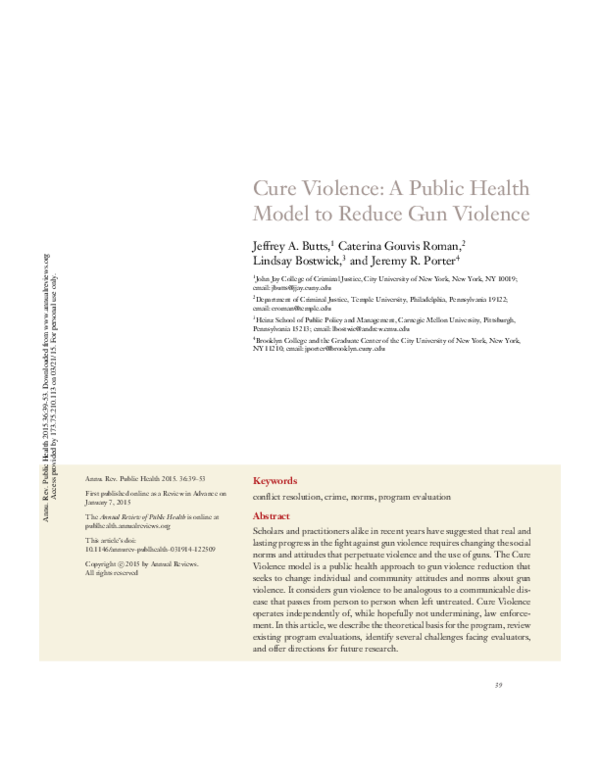 (PDF) Cure Violence: A Public Health Model to Reduce Gun Violence