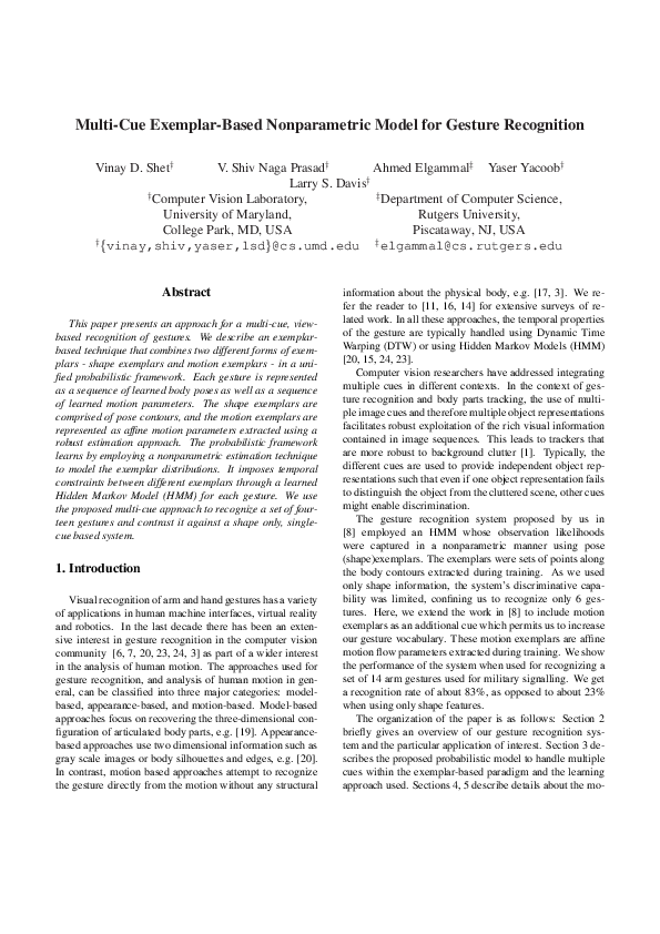 (PDF) Multi-Cue Exemplar-Based Nonparametric Model for Gesture Recognition