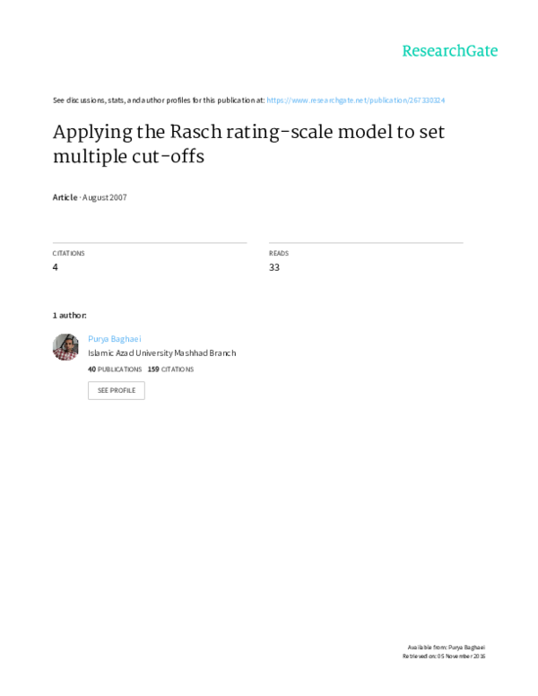 (PDF) Applying the Rasch rating-scale model to set multiple cut-offs