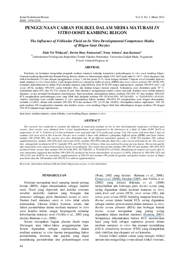 (PDF) The influence of follicular fluid on in vitro development ...