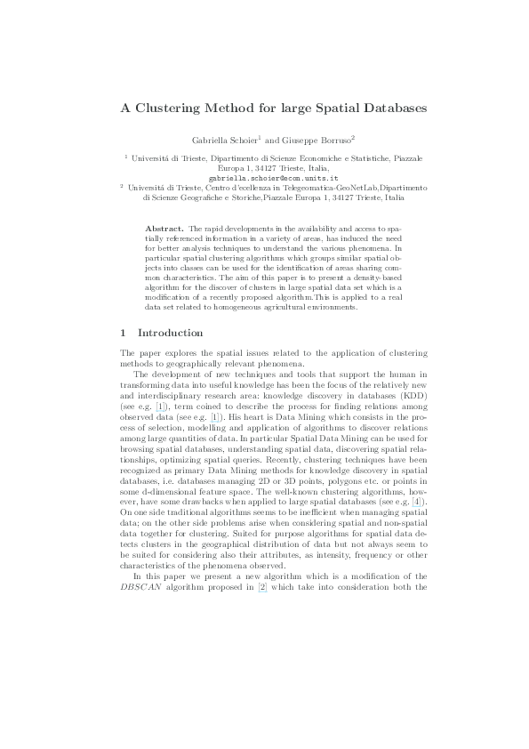 (PDF) A Clustering Method for Large Spatial Databases