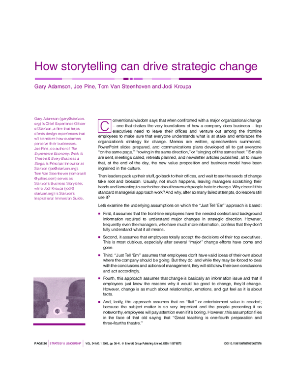(PDF) How storytelling can drive strategic change