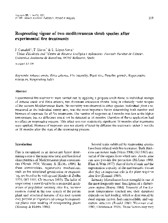 (PDF) Resprouting vigour of two mediterranean shrub species after ...