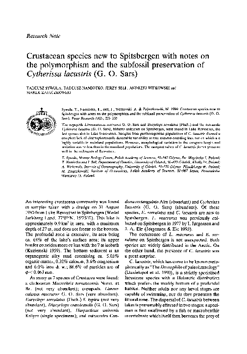 (PDF) Crustacean species new to Spitsbergen with notes on the ...