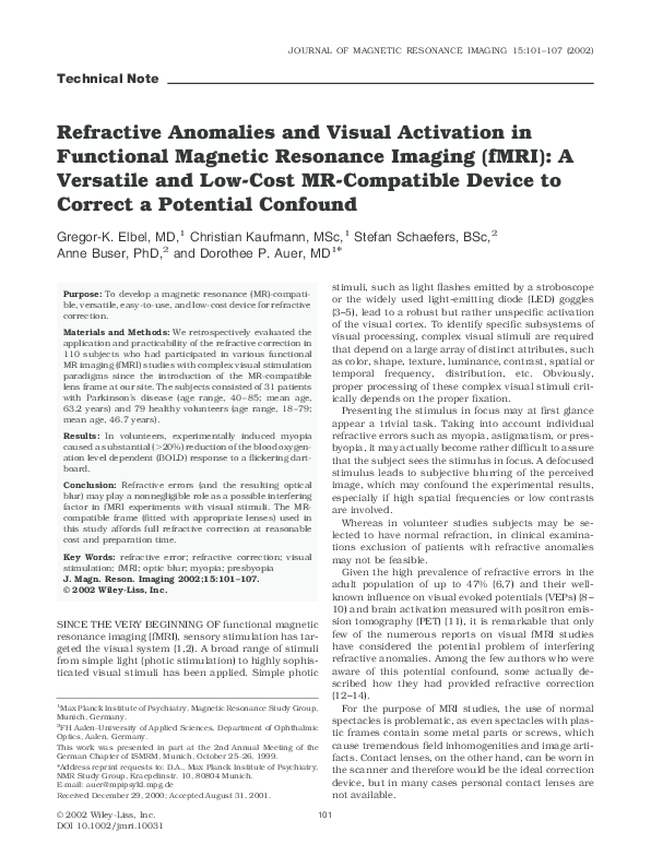 (PDF) Refractive anomalies and visual activation in functional magnetic resonance imaging (fMRI ...