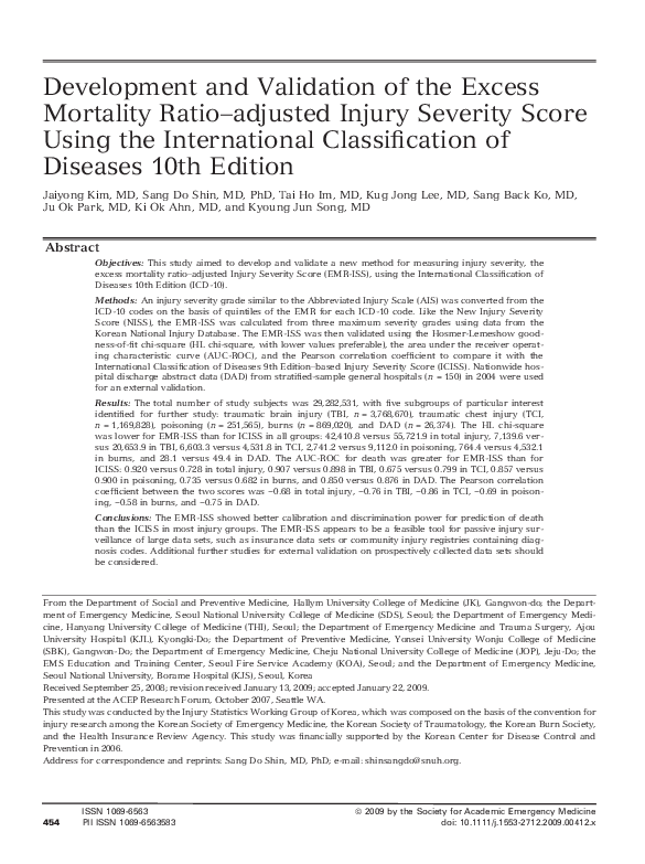 Pdf Development And Validation Of The Excess Mortality Ratio Adjusted