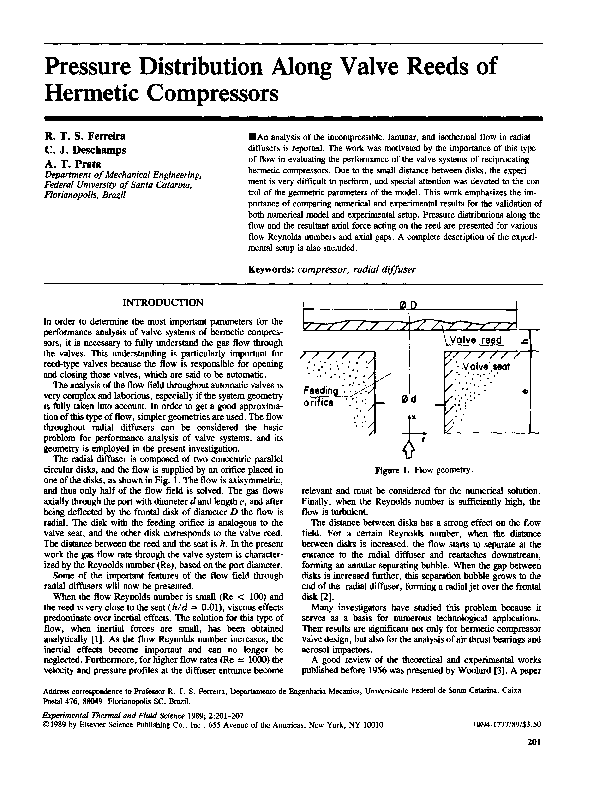 (PDF) Pressure distribution along valve reeds of hermetic compressors