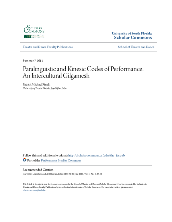 (PDF) Paralinguistic and Kinesic Codes of Performance: An Intercultural ...